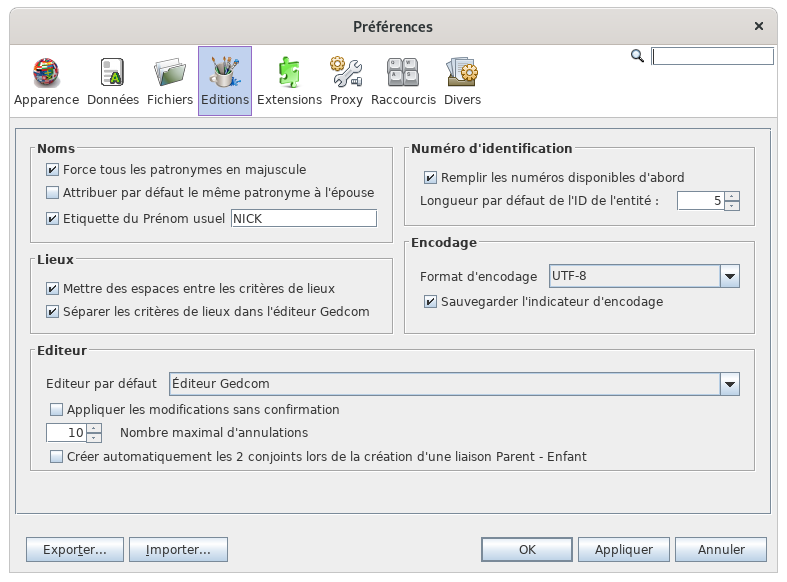 Préférences | Ancestris - Documentation